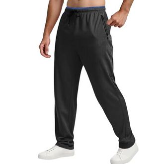 Generic Pantalons de Sport Homme Coupe Droite- Pantalon Jogging Homme Grande Taille,Pantalon Fluide Homme Taille Elastique Confort Solide Loose avec Poches Co