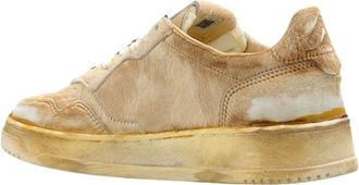 Autry Femme, Chaussures, Beige, Taille: 39 EU Baskets Super Vintage en Poney et D&eacute;tails Pompon