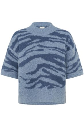 Kaffe Damen Womens Crew Neck Half Sleeves Print Casual Fit Rib Edges Pullover, Windward Blu/Bering Sea Animal, Medium