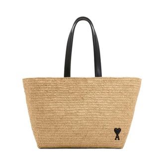 Ami De Coeur Raffia Tote Bag - - Bags - Damen - Beige - ONE SIZE