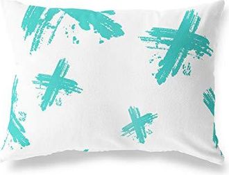 Bonamaison Le Jardin du Lin Kissen Zierkissenbezug Türkisweiß Kissenbezug, Weich Bequem, Für Zuhause Autos Büro Sofa Wohnzimmer Couch Schlafzimmer Dekor, 45x60 C