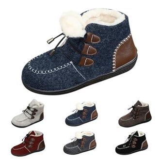 Generic Bottes de neige dhiver en coton pour femme - Chaudes et antid&eacute;rapantes - Doublure en fourrure - Bottines &eacute;paisses &agrave; lacets - Chaussures de marche en p