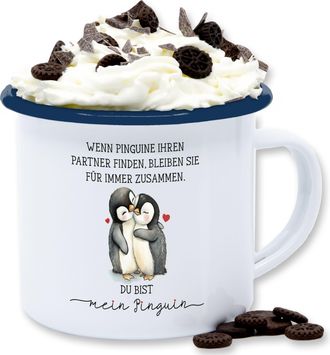 Shirtracer Emaille Tasse Blechtasse - Tassen - Wenn Pinguine ihren Partner finden bleiben sie f&uuml;r immer zusammen I Partner Geschenke Valentinstag Geschenke P&auml;rch
