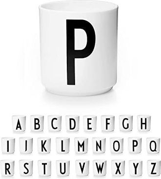 DESIGN LETTERS Tasse Personalisiert A-Z | Wei&szlig;e Tassen | Kaffeetassen Buchstaben | Kaffeebecher Porzellan | Personalisierte Tasse Wei&szlig;, Personalisierte Geschenke | D