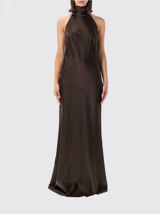 Ralph Lauren Robe de soir&eacute;e longue en satin &agrave; col montant et dos nu