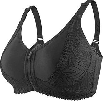 Generic Soutien-gorge sexy pour femme avec fermeture &eacute;clair sur le devant, sans jantes, grande taille, 2026, Noir, 68