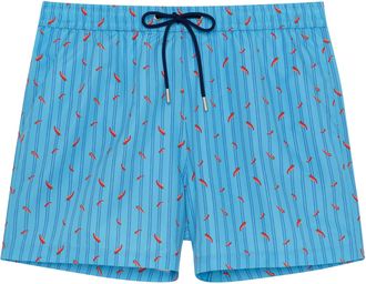 HOM Herren Short De Bain Espelette Schwimm-Slips, T&uuml;rkis-Druck, 50