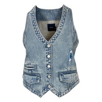 Denham Bestickte Weste mit Perlen V-Ausschnitt Denim - - Jackets - Damen - Blau - S