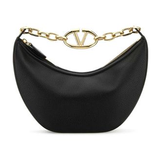 Valentino Garavani Small VLogo Moon Hobo Bag - - Bags - Damen - Schwarzk - ONE SIZE