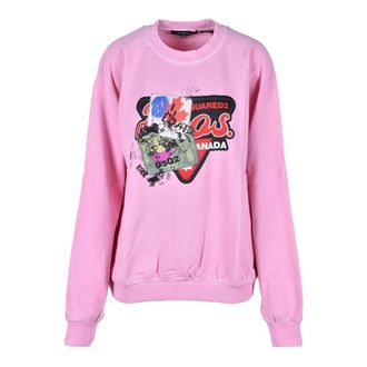 Dsquared2 Baumwoll-Sweatshirt - Felpa Modell - - Sweatshirts & Hoodies - Damen - Rosa - L