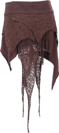 Guru Shop Psytrance Goa Minirock, Elfen Rock, Wickelrock, Zipfelrock, Cacheur - Braun, Damen, Baumwolle, Size:M/L