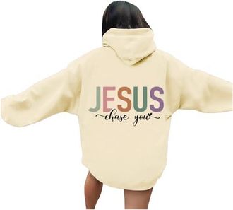 Generic Vestes pour femmes 2026 comme sweat-shirt &agrave; capuche surdimensionn&eacute; mignon &agrave; manches longues avec cordon de serrage Z12- XL, beige, XXL