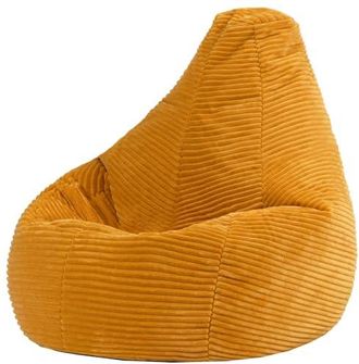 Icon Brand Dalton Sitzsack Kinder, Gelb, Flauschiger Cord Stoff, Sitzsack Cord mit F&uuml;llung, Bequemer Kinder Gaming Sessel, Kuschelsessel, Lese Sessel, Schlafzimm