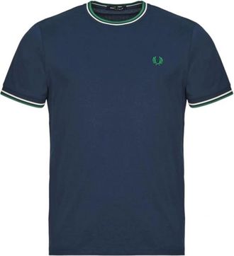 Fred Perry Homme, Tops, Bleu, Taille: 2XL T-shirt en Jersey de Coton Coupe Regular