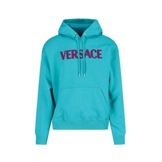 Versace Cotton Logo Sweatshirt - - Sweatshirts & Hoodies - Herren - Blau - S