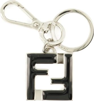Fendi Schl&uuml;sselanh&auml;nger mit eckigem Logo - Silber