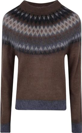 Max Mara Glassa Jacquard Rundhals-Pullover - - Knitwear - Damen - Braun - L