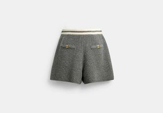 Coach Heritage C Strickshorts f&uuml;r Frauen in Grau, Gr&ouml;&szlig;e X-Klein | Wolle