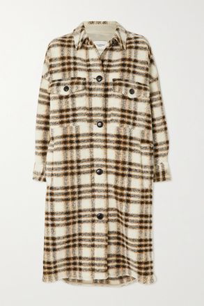Isabel Marant Fontizi Mantel Aus Einer Karierten Wollmischung - Ecru