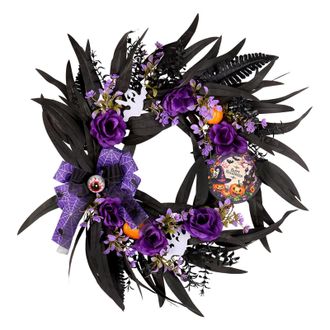 Generico Halloweenkranz: Herbstkranz, Geisterkr&auml;nze, tragbare Grusel-Girlanden mit Rose, k&uuml;nstliche Weihnachtsdekoration f&uuml;r den Au&szlig;enbereich