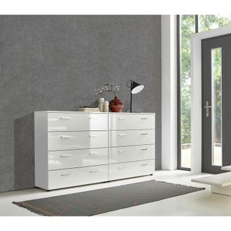 BMG M&ouml;bel BMG M&ouml;bel Schubkastenkommode &raquo;Marbella-Kommoden-Set 1&laquo; (Schubkastenkommode Sideboard Kommode, 2 Schubkastenkommoden), Fronten in wei&szlig; Hochglanz, Made