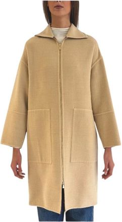 Eleventy Femme, Manteaux, Beige, Taille: 34 FR Long Zip Coat
