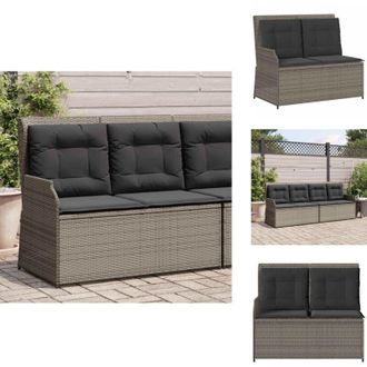 vidaXL Gartenbank Verstellbar mit Kissen Grau Poly Rattan - Verstellbare Gartenbank - Verstellbare Gartenb&auml;nke - Gartenbank - Outdoor Bank