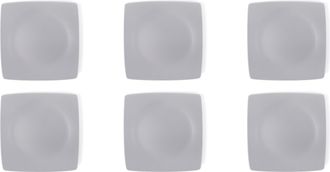 Excelsa Eclipse Set mit 6 flachen quadratischen Teller, Keramik, mattgrau
