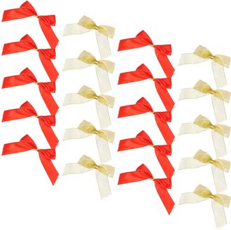 BESPORTBLE 50 St&uuml;ck Weihnachtsdeko Schleifen aus Glitzerband in Rot und Gold Kleine Weihnachtsbaumschleifen f&uuml;r Geschenkverpackung und Selbstgemacht Weihnachtsde