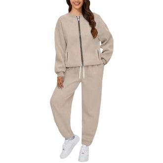 Generic Surv&ecirc;tements pour femmes de couleur unie &agrave; manches longues et revers d&eacute;contract&eacute; &agrave; manches longues et pantalon deux pi&egrave;ces ensemble pantalon sans chap