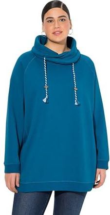 Ulla Popken Femme Grandes Tailles Jusqu&agrave; la Taille 66. T-Shirt &agrave; Manches Longues Basic. Encolure Ronde. Bleu Vert 62+ 646801768-62+