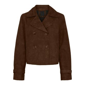 Notyz Kurzer Trenchcoat aus Wildleder - - Jackets - Damen - Braun - XS