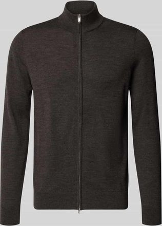 Profuomo Regular Fit Strickjacke aus reiner Baumwolle mit Stehkragen