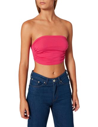 Urban Classics Damen Ladies Bandeau Top Bandeau Top,, per pack Pink (fuchsia 00106), X-Small(Herstellergröße: XS)