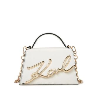 Karl Lagerfeld Trapezoid Flap Handbag - - Bags - Damen - Beige - ONE SIZE