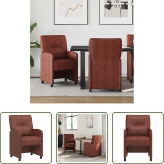 vidaXL Kunstleder - Esszimmerst&uuml;hle mit Rollen 2 pcs Gl&auml;nzendes Braun Kunstleder