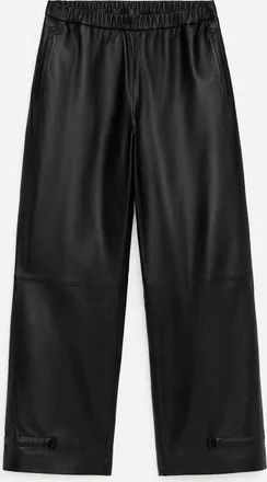 Arket Lockere Lederhose -Schwarz