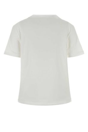 Prada Womens White Cotton T-Shirt Bianco Exterior Exterior: T-shirts And Polos