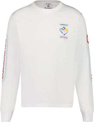 Casablanca Homme, Tops, Blanc, Taille: M Fuji Dream Long Sleeve T-Shirt