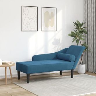 vidaXL Chaise longue avec coussins bleu velours - Vidaxl