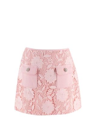 Self Portrait Pink Guipure Lace Mini Skirt Size XS