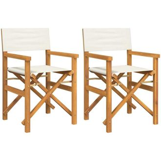 vidaXL Vidaxl - Regiest&uuml;hle 2 Stk. Klappbar Creme Massivholz Teak
