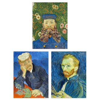 Artery8 Pack of 3 A4 Vincent Van Gogh Portrait Paintings Self Portrait Gachet Roulin Unframed Wall Art Living Room Prints Set
