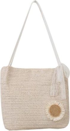 IFUNDOM Sac Bandouli&egrave;re Paille Tress&eacute;e Capacit&eacute; Spacieuse Style Simple et L&eacute;ger Fourre-tout &eacute;t&eacute; Plage pour Femmes &Eacute;l&eacute;gantes