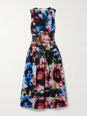 Ulla Johnson Robe Midi En Popeline De Coton Imprimée À Ceinture Kiran - Multicolore