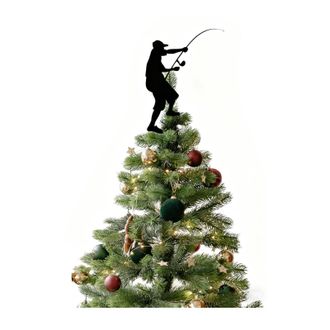 Generic Christbaumspitze, Lustig Fishing Man Weihnachtsbaumspitze Baumspitze Spitze Aufstecker Christbaumschmuck Tannenbaum Spitze f&uuml;r Tannenbaum Tannenbaumsp