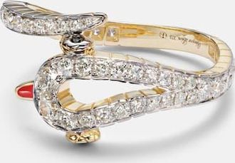 Yvonne L&eacute;on Yvonne L&eacute;on Ring Python aus 9kt Gelbgold (375/1000) mit Emaille und Diamanten