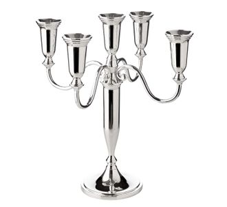 Edzard Kerzenleuchter Venezia, 5-flammig (H 31 cm) edel versilbert, anlaufgesch&uuml;tzt - Kerzenhalter, Kerzenst&auml;nder f&uuml;r Stabkerzen