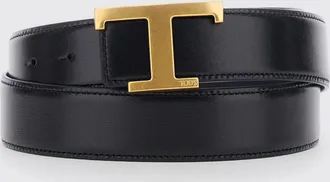 Tod's Ceinture T Timeless r&eacute;versible en cuir de veau avec boucle monogramme