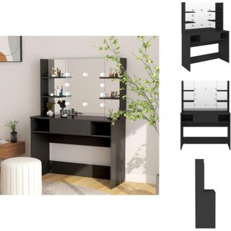 vidaXL Schminktische - Living Schminktisch mit LED-Beleuchtung 100x40x135 cm mdf Schwarz - Schwarz